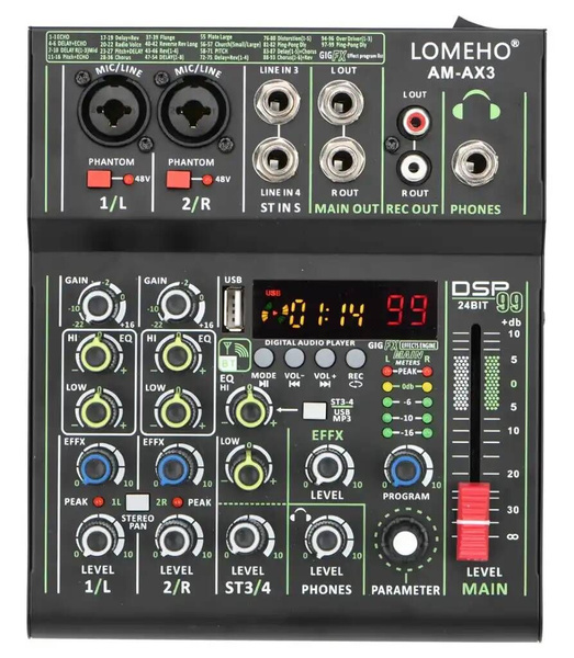 Беспроводной EQ звуковой микшер LOMEHO AM-AX3 , 2-моно/2-стерео ...