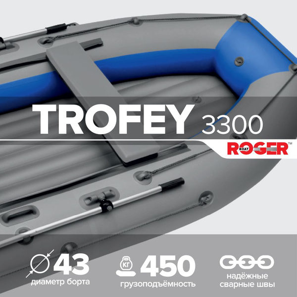 Лодка ПВХ под мотор НДНД ROGER Trofey 330, лодка надувная для рыбалки ...