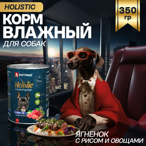 Корм консервированный Зоогурман Holistic Ягненок с рисом и овощами, для ...