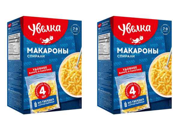 Увелка Макароны Спирали в пакетиках для варки, 320 г, 2 шт - купить с ...