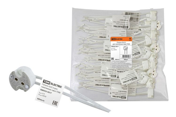 Патрон G4/G5,3/G6,35 для галоген. ламп. керам. TDM (комплект 8 шт ...