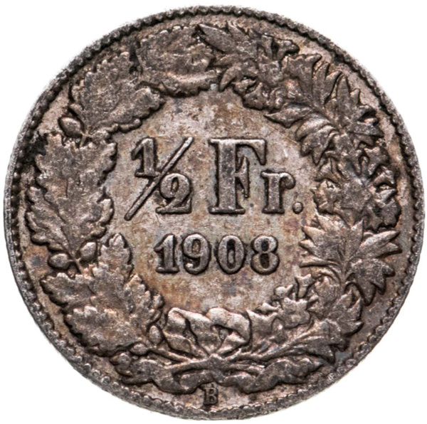 Швейцария 1/2 франка franc 1908, Серебро 835, в сохранности VF - купить в интернет-магазине OZON ...