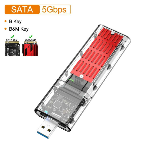 M2 SSD Корпус M.2 - USB 3.0 Gen 1 5 Гбит / с Высокоскоростной SSD ...