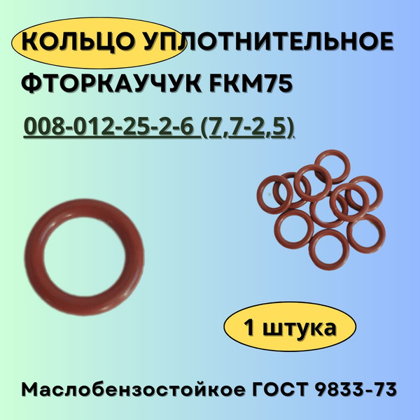 Кольцо 8 мм. Кольцо уплотнительное 008-012-25-2-6, 1 штука, Кольцо из ...