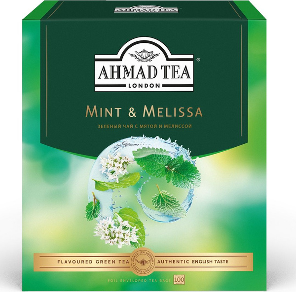Чай в пакетиках зеленый Ahmad Tea с мятой и мелиссой 100 шт купить с