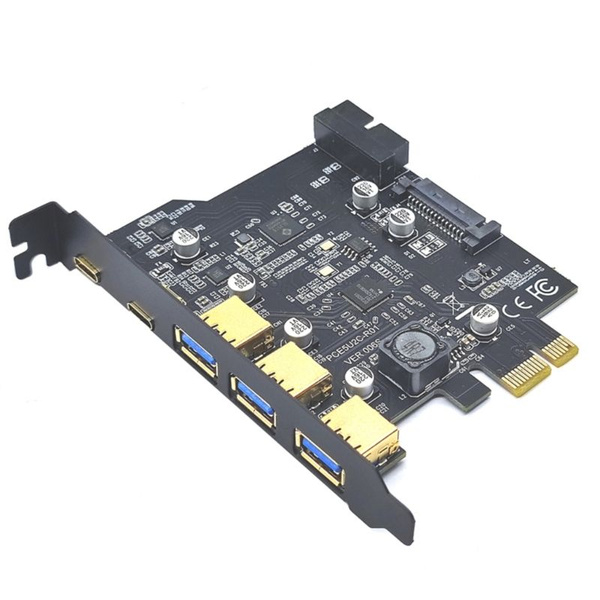 Тип C USB 3.2 Gen 1 Концентратор карты PCIE Плата PCI Адаптер PCI-E 3 Умножитель Контроллер USB3 ...