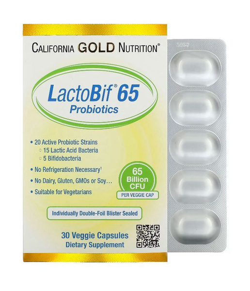 LactoBif 65, ( лактобиф пробиотики), 65 млрд КОЕ, California Gold ...