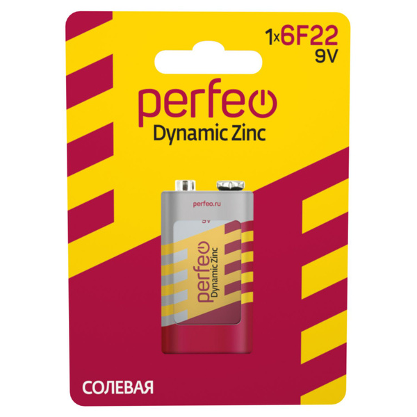 Батарейка Perfeo 6F22 Dynamic Zinc солевая, 1шт на блистере, 9V купить на OZON по низкой цене ...