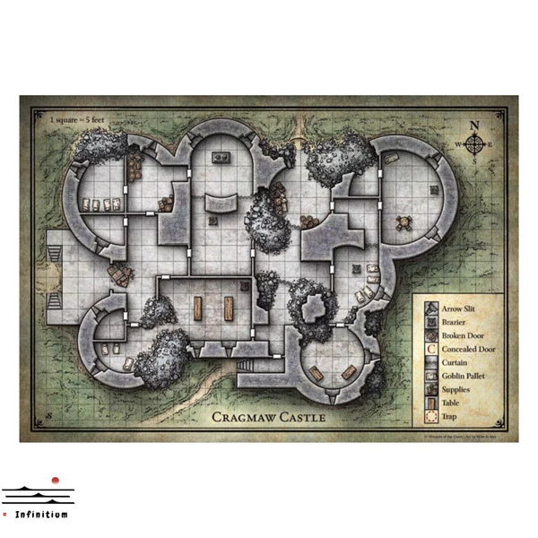 Поле ДнД 5E Gragmaw Castle игровое, карта на банерной ткани для игры ...