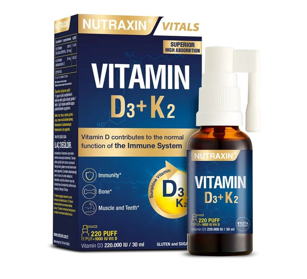 Витамин Д3 К2 спрей 30мл (207 пшиков) Нутраксин/ Vitamin D3 K2 - купить ...