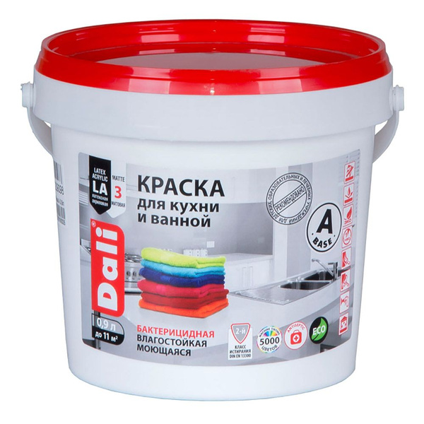 Краска DALI для ванной и кухни латексная Professional белая 0,9 л ...