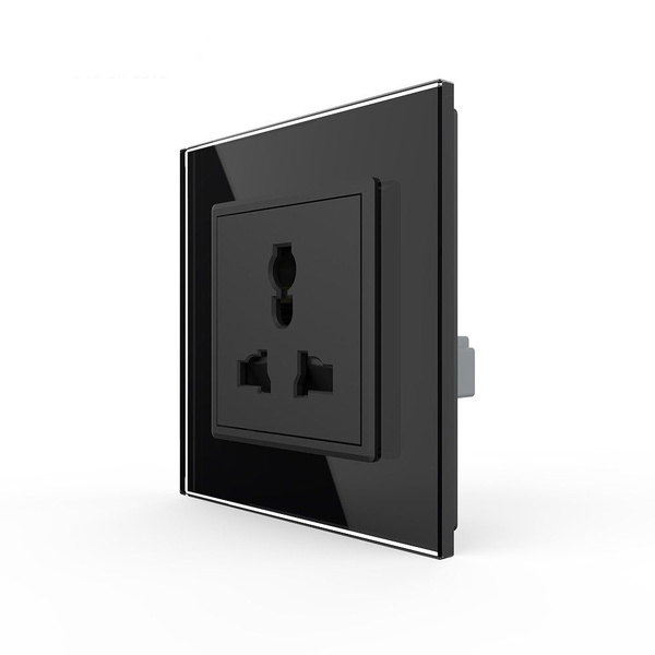 Розетка электрическая универсальная 16A Livolo, 1 пост, цвет черный (VL ...