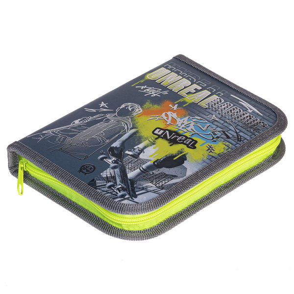 Пенал Hatber 190х130мм 1 отделение на молнии с откидной планкой, 3D фольга -Нереально смелый- с ...