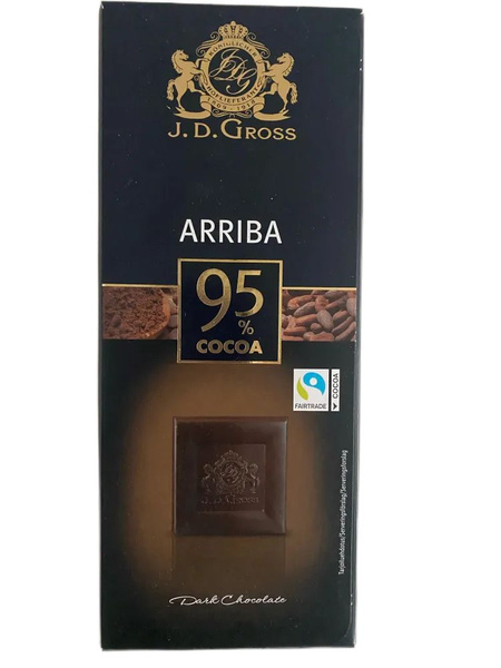 Темный шоколад, J. D. Gross ARRIBA Dark Chocolate, содержание какао 95% ...