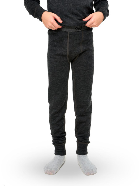 Термобрюки Мальчики OLDOS, размер 146 Зима Шерсть, Акрил серый, темно-серый Повседневный, рост ...