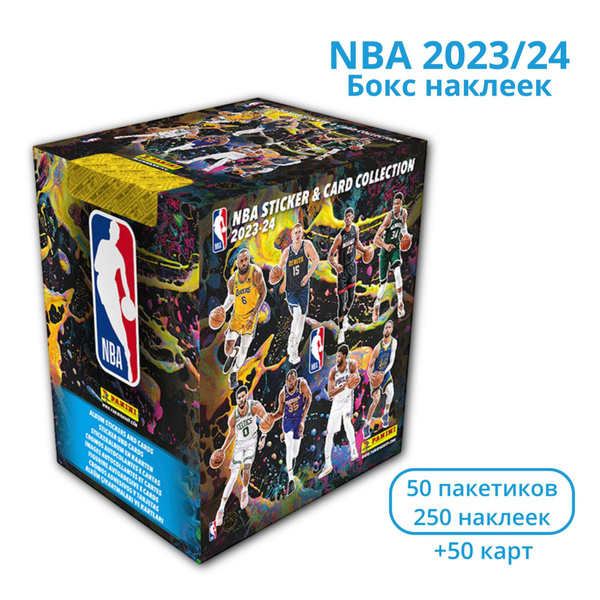 Бокс 50 пакетиков наклеек Panini НБА 2023/24 баскетбольные ...