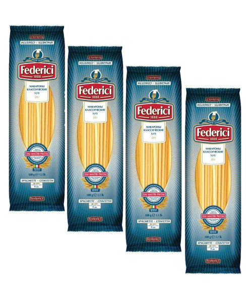 Макаронные изделия Federici № 9 Спагетти классические, 500 г х 4 шт - купить с доставкой по ...