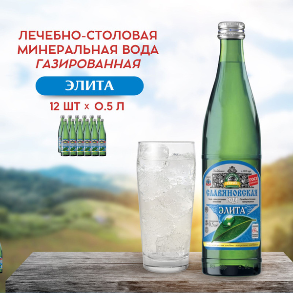 Вода минеральная лечебно-столовая газированная 12шт х 0,5 л элита ...