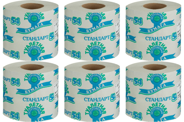 Островская Туалетная бумага, 3 слоя, серая, с втулкой, 6 рулонов ...