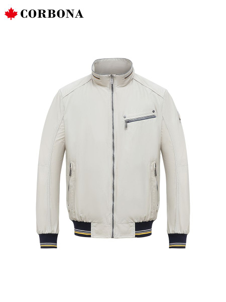Куртка Мужской Corbona Нашивки, Карманы белый стойка Полиэстер, Хлопок, размер 52 Длинный ...