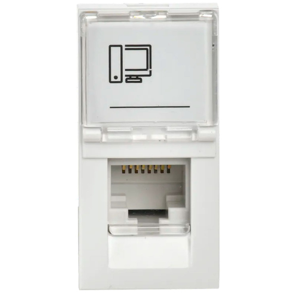Розетка компьютерная скрытый монтаж 1 гнездо RJ-45 cat5e белая в кабель ...