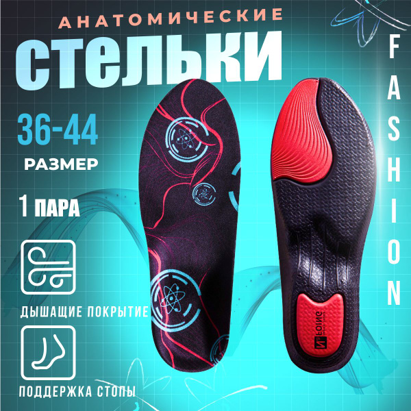 Стельки для обуви и кроссовок анатомические р.43-44; дышащие летние ...