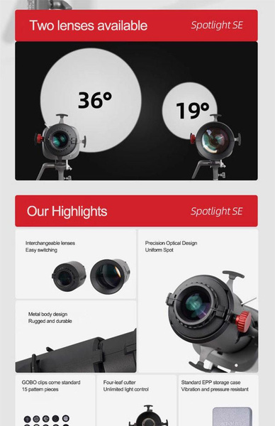 Светоформирующая насадка Aputure amaran Spotlight SE (36 lens kit ...