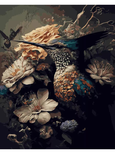 Картина по номерамПтица на деревянном подрамнике 40х50 см, кисти ...