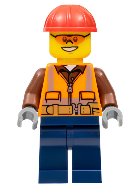 Минифигурка Lego Construction Worker - Male, Orange Safety Vest cty0584 ...