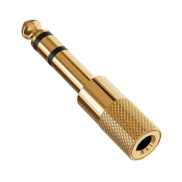 Аудио-переходник Jack 6.3mm на Mini Jack 3.5mm GSMIN Maple (Золотистый ...