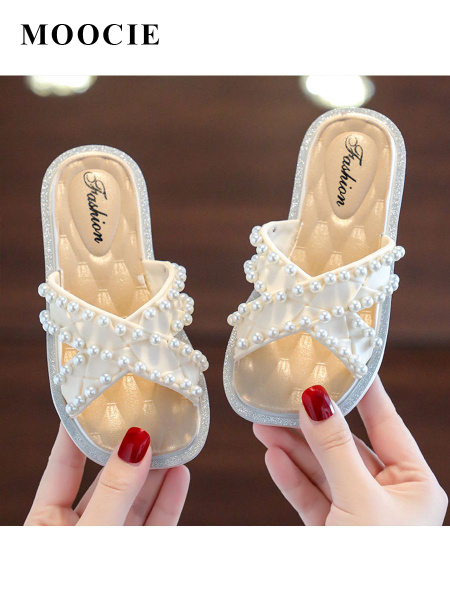 Тапочки Девочки MOOCIE, размер 34, 35 белый Толстая подошва Без каблука Без застёжки Лето купить ...