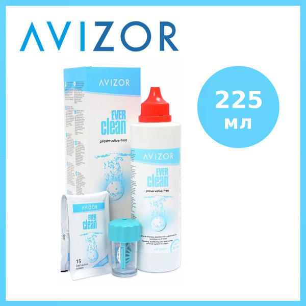 Раствор Avizor Ever Clean 225 мл + 30 таблеток, с контейнером для контактных линз - купить с ...