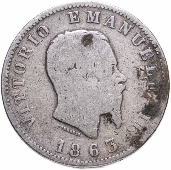 Италия 1 лира lira 1863, Серебро 835, в сохранности VG-F - купить в интернет-магазине OZON с ...