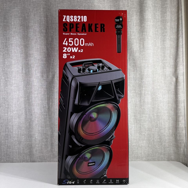 Беспроводная большая колонка ZQS8210 speaker на колесиках с микрофоном и пультом / колонка ...