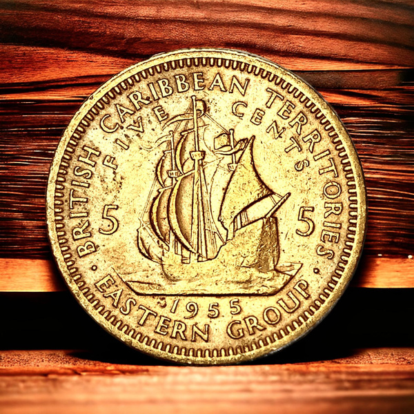 Монета Карибы 5 центов 1955 года. Елизавета II. Парусник - купить в интернет-магазине OZON с ...