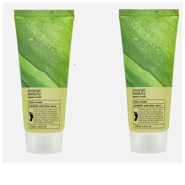 monic beauty Крем для ног Skin Code, Центелла и алоэ вера 100мл , 2 уп ...