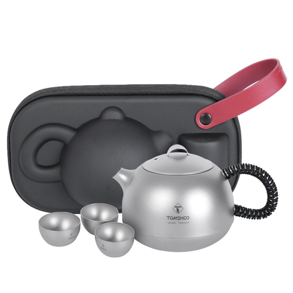Титановый чайник 380 мл, с заварочным устройством и 3 шт. чашки для чая ...