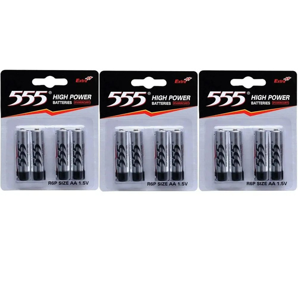 555 Элементы питания AA, солевые R6P, 4 шт в упаковке, 3 уп - купить с доставкой по выгодным ...