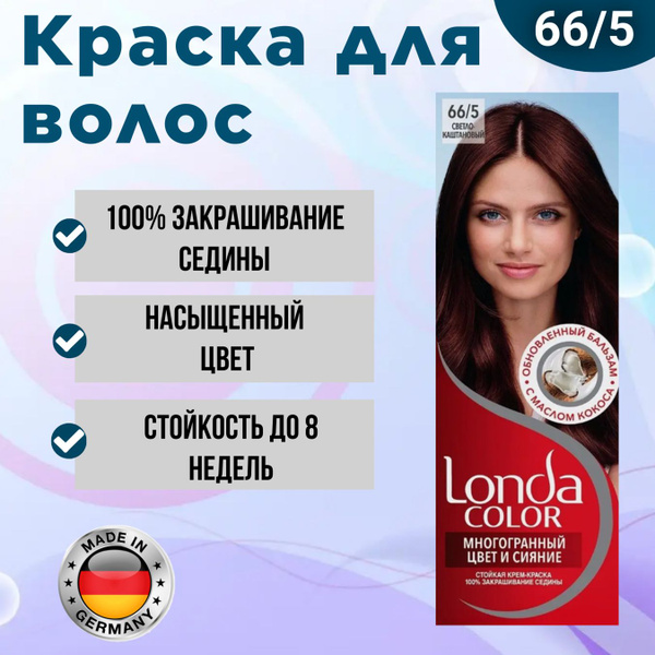 Стойкая крем краска 66/5 Светло каштановый. Лонда - купить с доставкой ...