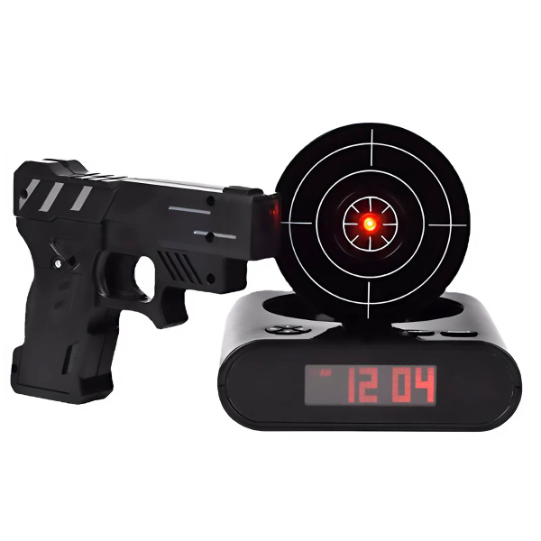 Будильник часы с пистолетом и мишенью Alarm/ Часы электронные на ...