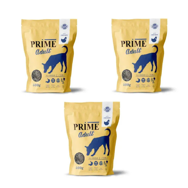 Prime Сухой корм для собак всех пород Adult, курица, 500 гр, 3 уп ...