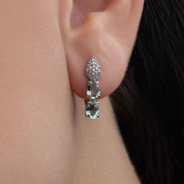 Серьги VG Jewelry из серебра 925 пробы с празиолитом натуральным и ...