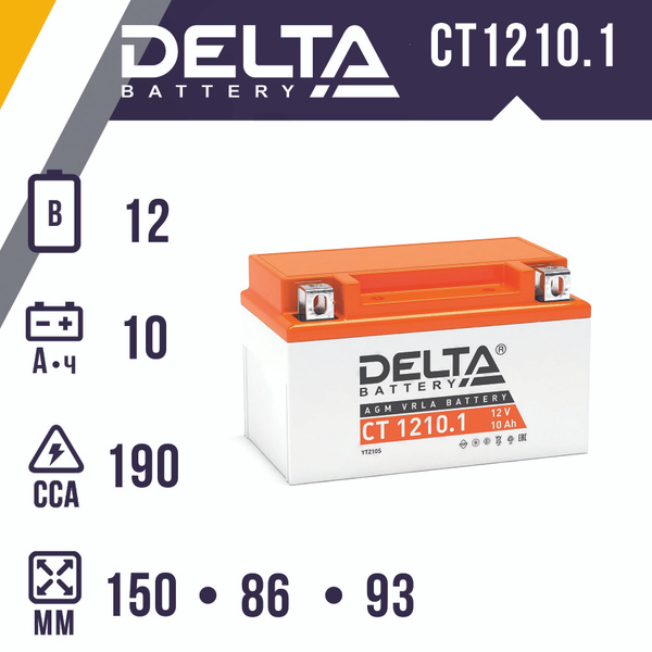 Аккумулятор для мототехники Delta Battery CT_Прямая (+/-)_10 купить по ...