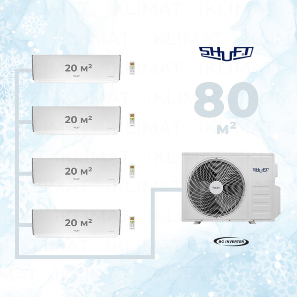 Инверторная мульти сплит-система Shuft на 4 комнаты (20 м2 + 20 м2 + 20 м2 + 20 м2) Shuft SFMO/I ...
