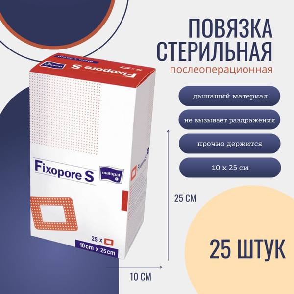 Matopat Fixopore S повязка стерильная Матопат Фиксопор С, 10х25 см, 25 ...