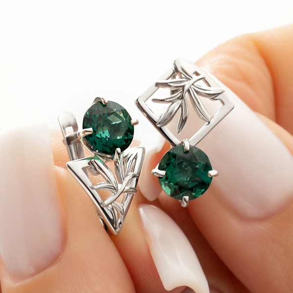 Серьги VG Jewelry из серебра 925 пробы с празиолитом натуральным ...