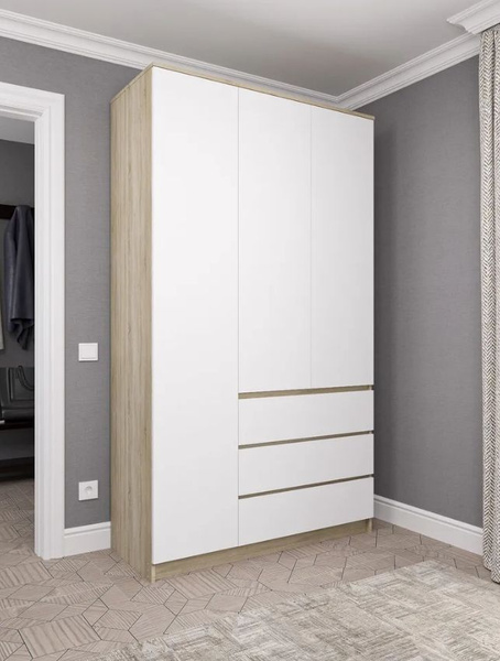 Шкаф распашной Qualismebel Шкаф 3х створчатый "Оливия 3", 130x60x210 см ...