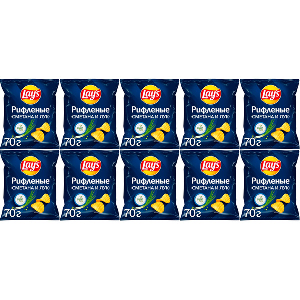 Чипсы картофельные Lay's Рифленые сметана и лук 70 г, набор: 10 штук купить на OZON по низкой ...