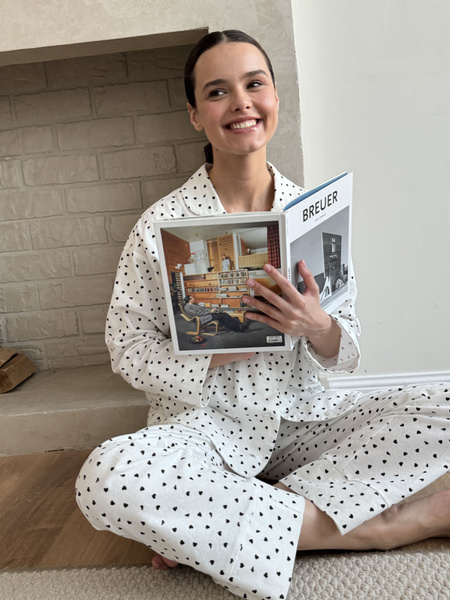 Пижама Женский ZUCLO с рубашкой, с брюками Хлопок, размер 44, 42 Сердца ...