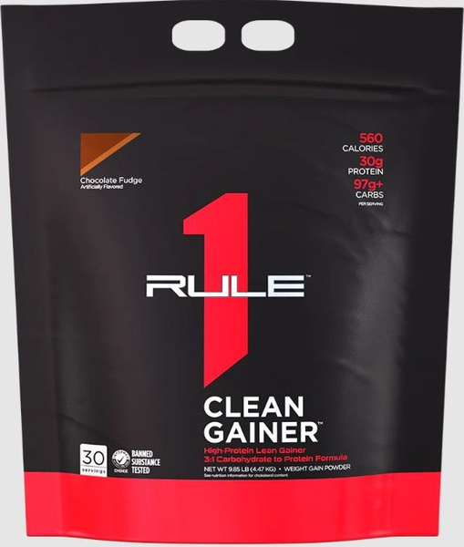 Rule One CLEAN GAINER, Чистый гейнер, 4.5 кг (Шоколадная помадка ...